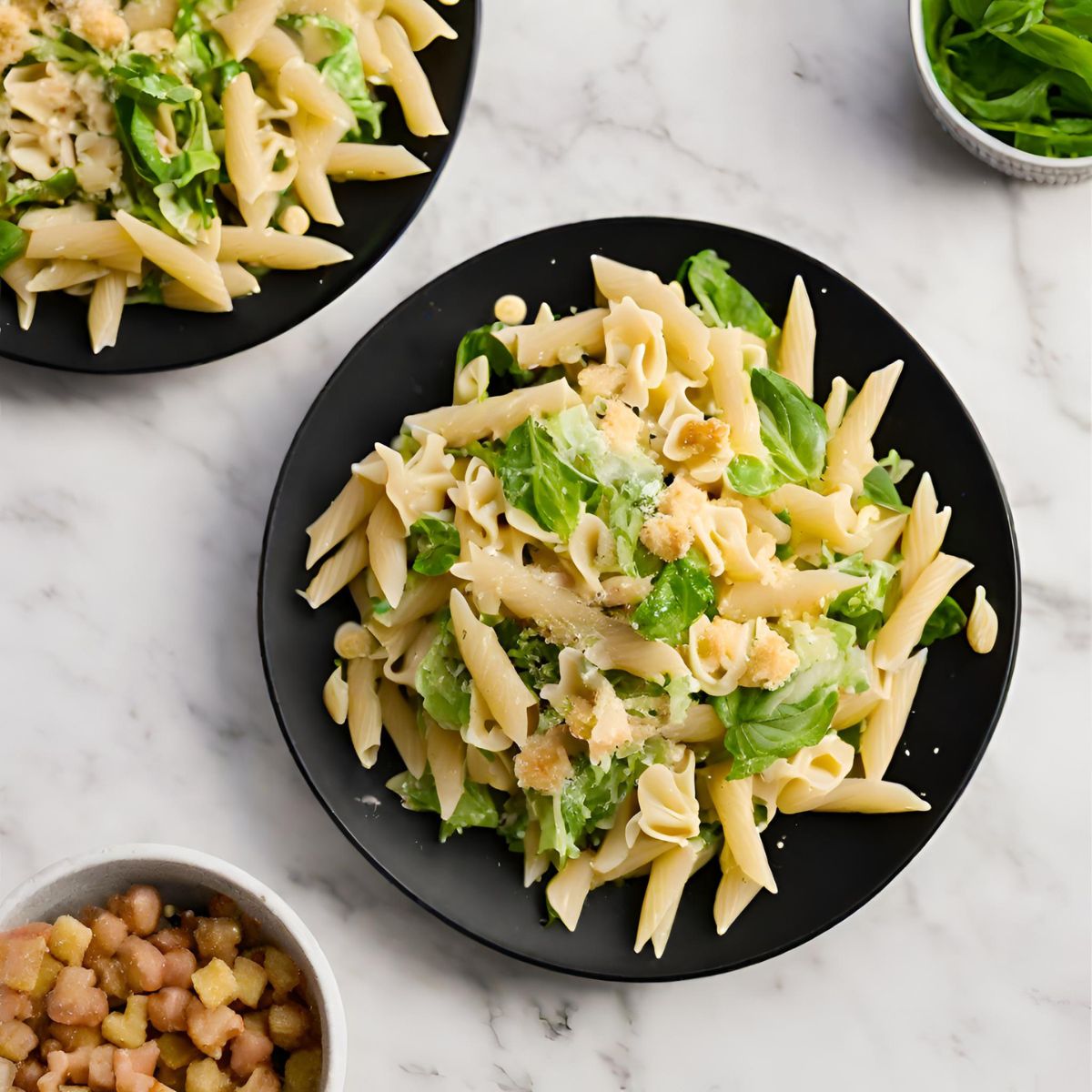 Caesar Pasta Delight (Salad Twist Sensation) - The Fresh Man cook