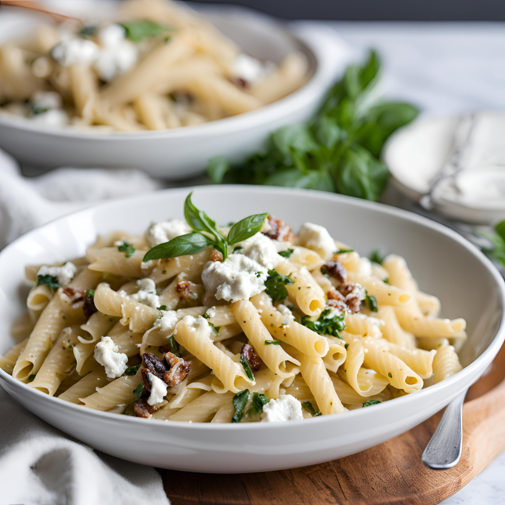 Goat Cheese Pasta: Savory Goat Cheese Alfredo! - The Fresh Man cook