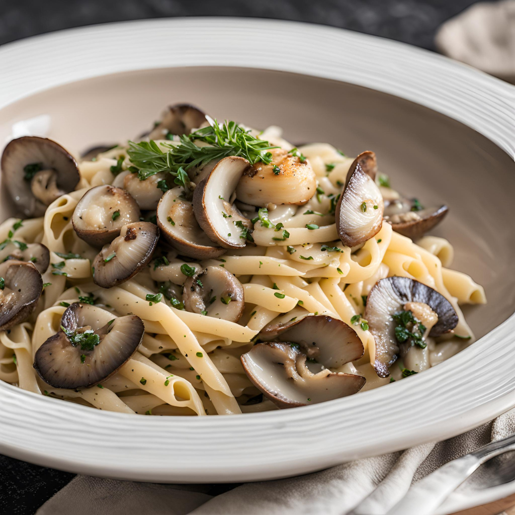 Mushroom Scallop Pasta: Creamy Scallop Pasta Delight! - The Fresh Man cook