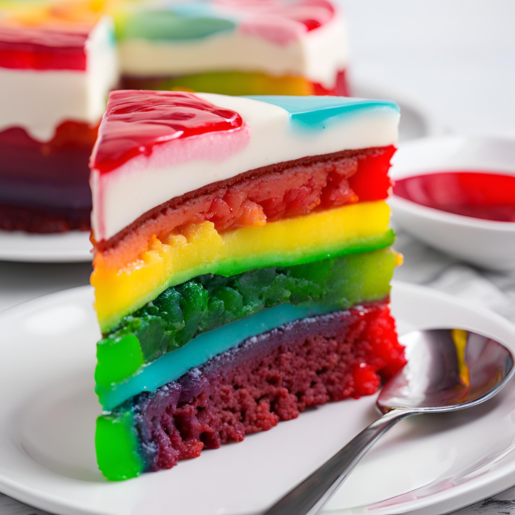 Rainbow Jello Cake: Colourful Dessert Delight! - The Fresh Man cook
